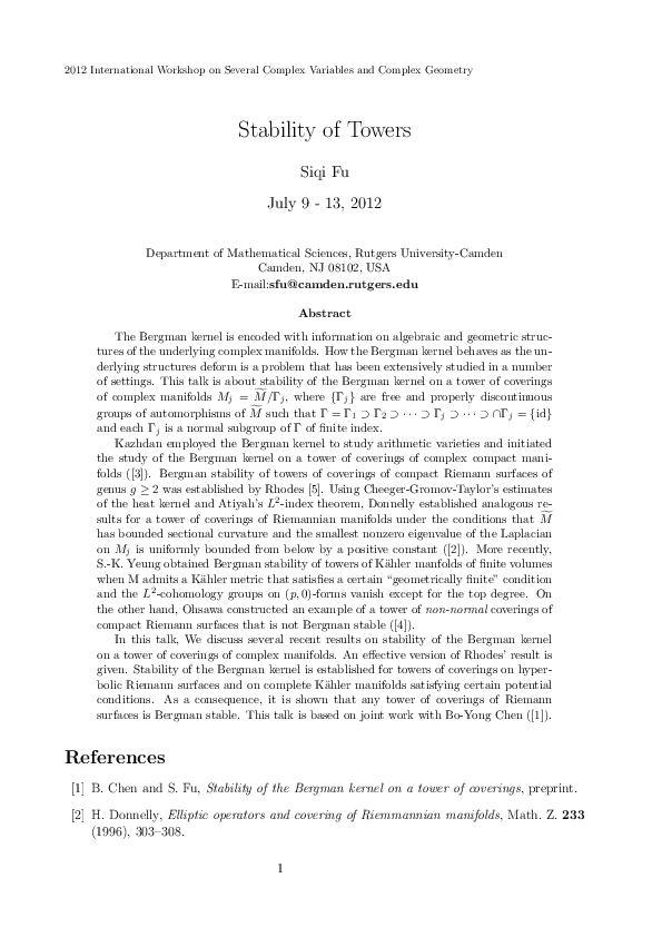(PDF) Stability of Towers