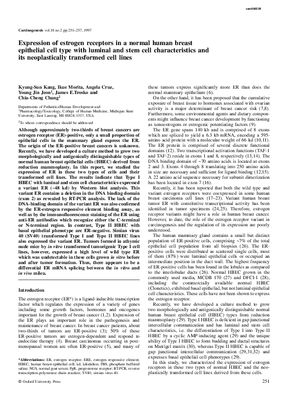 (PDF) Expression of estrogen receptors in a normal human breast ...