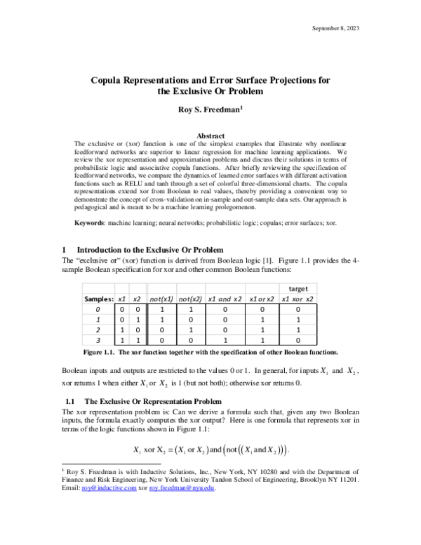 (PDF) Copula Representations and Error Surface Projections for the ...