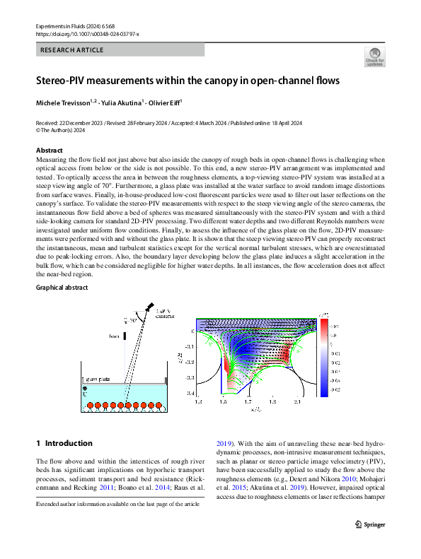 (PDF) Stereo-PIV measurements within the canopy in open-channel flows