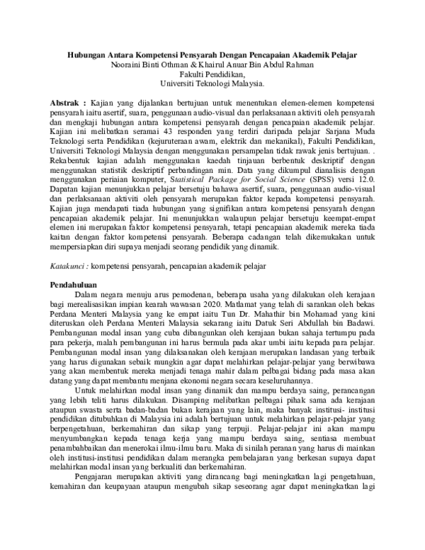 (PDF) Hubungan Antara Kompetensi Pensyarah Dengan Pencapaian Akademik ...