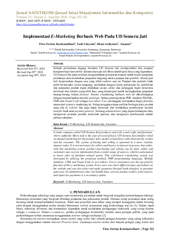 (PDF) Implementasi E-Marketing Berbasis Web Pada UD Semeru Jati