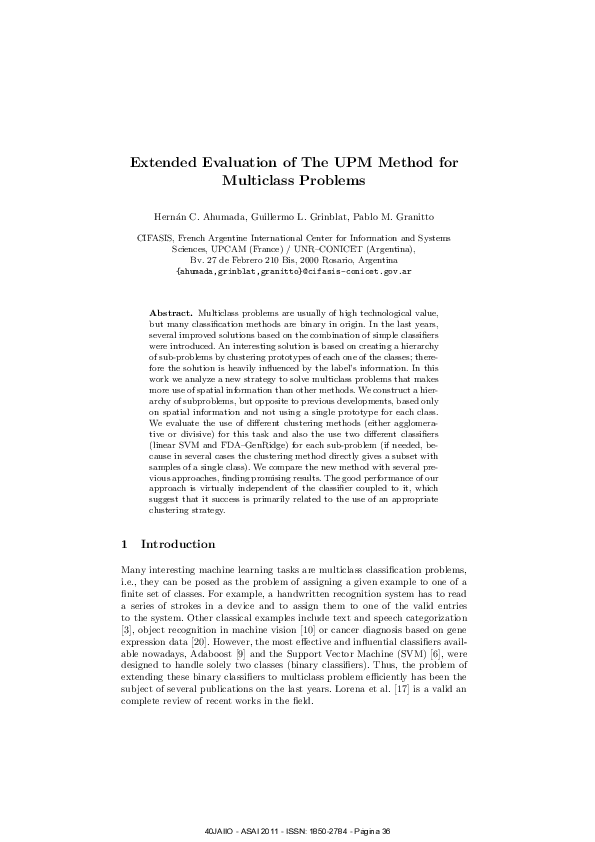 (PDF) Evaluating UPM for Multiclass Classification