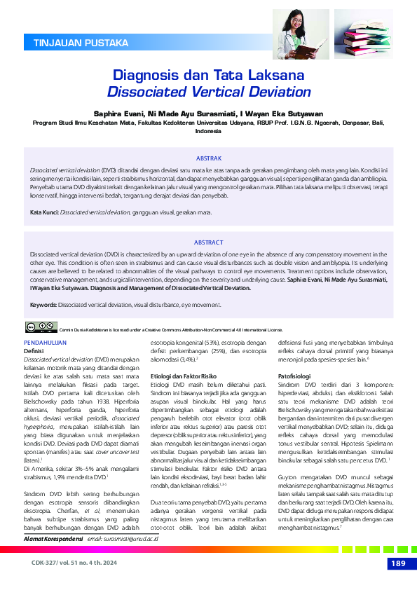 (PDF) Diagnosis dan Tata Laksana Dissociated Vertical Deviation