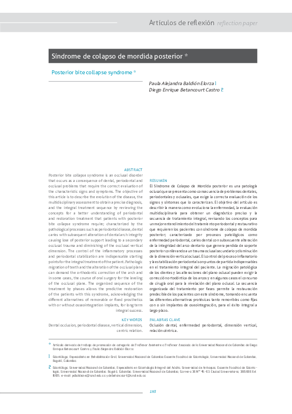 (PDF) Sindrome De Colapso De Mordida Posterior