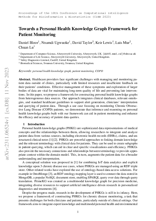 (PDF) Towards a Personal Health Knowledge Graph Framework for Patient ...
