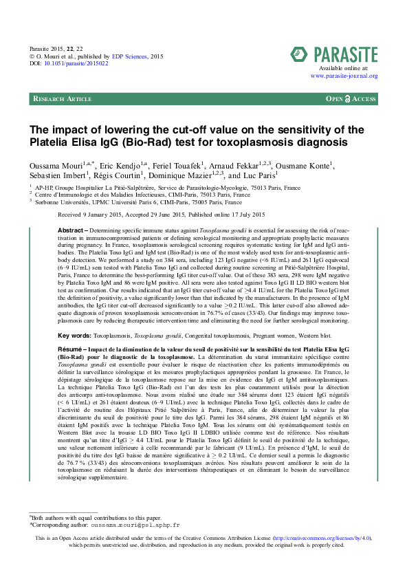 (PDF) The impact of lowering the cut-off value on the sensitivity of ...
