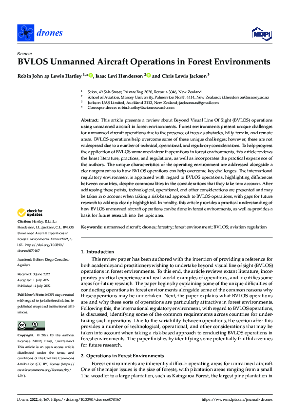 (PDF) BVLOS Unmanned Aircraft Operations in Forest Environments