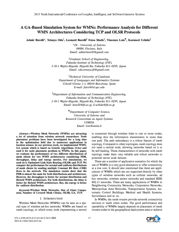 (PDF) A GA-Based Simulation System for WMNs: Performance Analysis for Different WMN ...