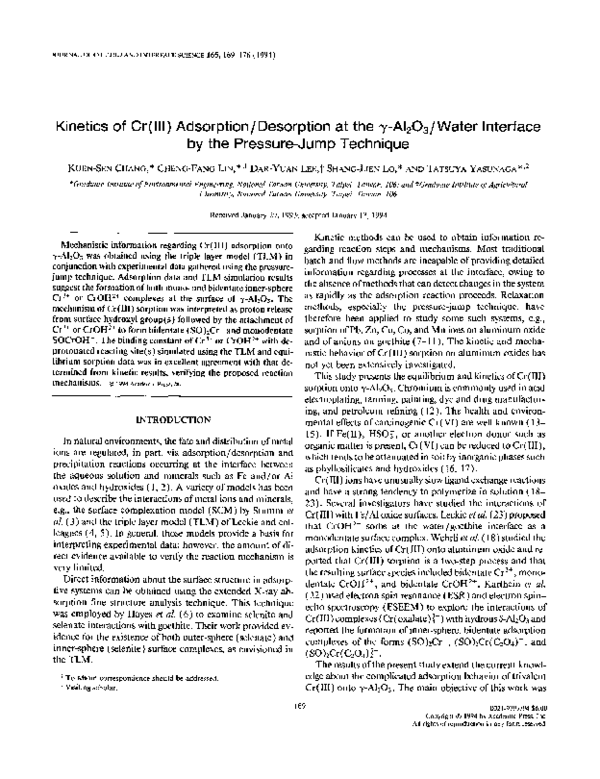 (PDF) Kinetics of Cr(III) Adsorption/Desorption at the γ-Al2O3/Water ...
