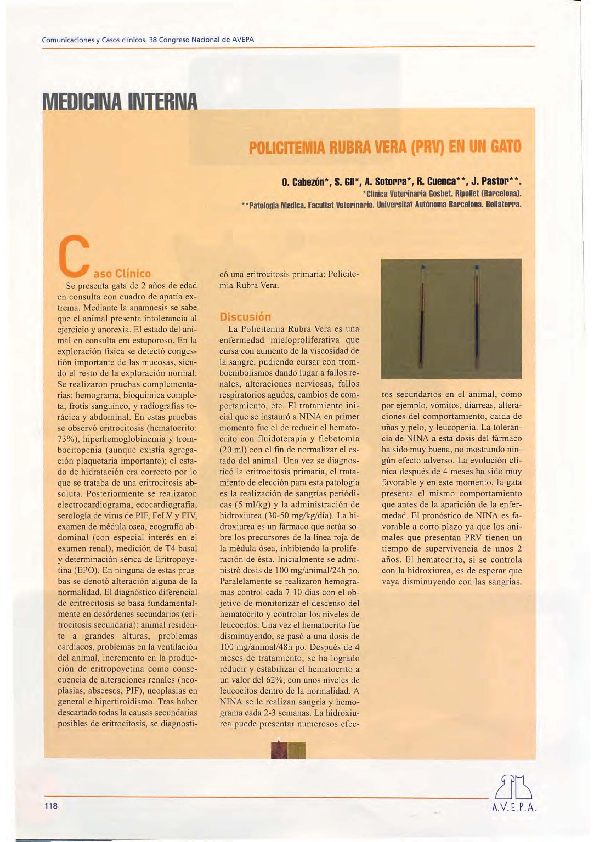 (PDF) Policitemia rubra vera (PRV) en un gato
