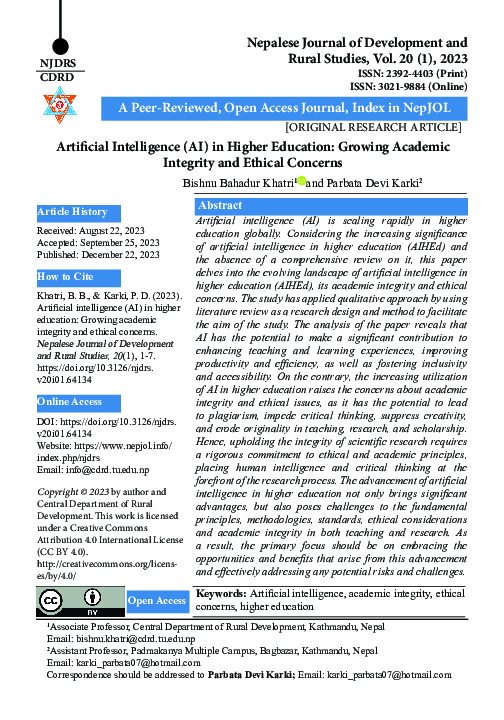 (PDF) Artificial Intelligence (AI) in Higher Education: Growing ...