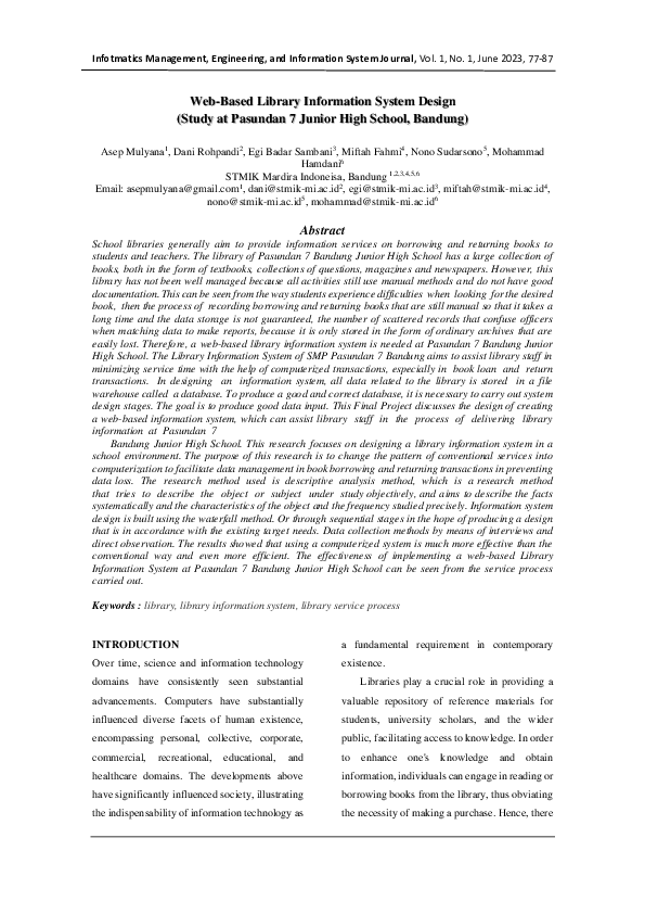 (PDF) Web-Based Library Information System Design