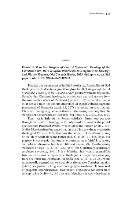 (PDF) Monte Lee Rice - Frank D. Macchia. Tongues of Fire: A Systematic ...