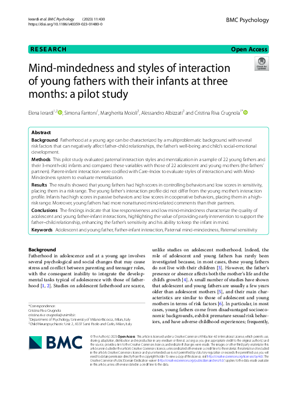 (PDF) Mind-mindedness and styles of interaction of young fathers with ...