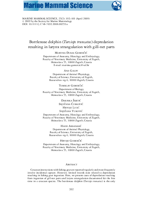 (PDF) Bottlenose dolphin (Tursiops truncatus) depredation resulting in ...