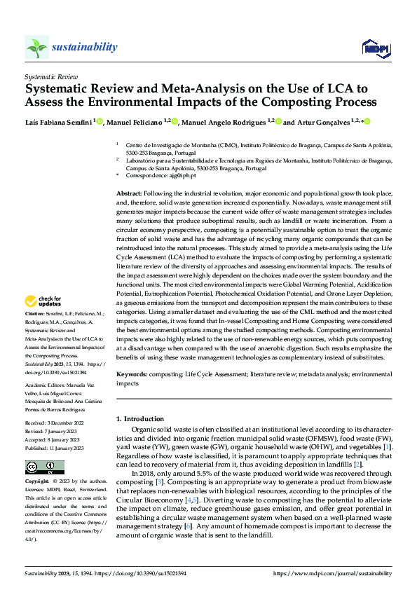 (PDF) Systematic Review and Meta-Analysis on the Use of LCA to Assess the Environmental Impacts ...