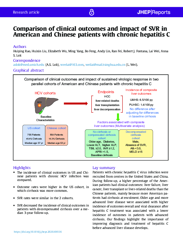 (PDF) Comparison of clinical outcomes and impact of SVR in American and ...