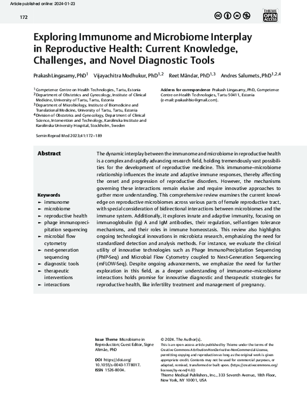 (PDF) Exploring Immunome and Microbiome Interplay in Reproductive Health: Current Knowledge ...
