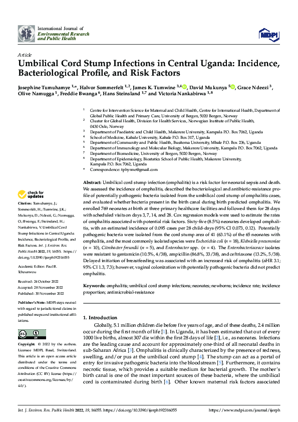 (PDF) Umbilical Cord Stump Infections in Central Uganda: Incidence ...