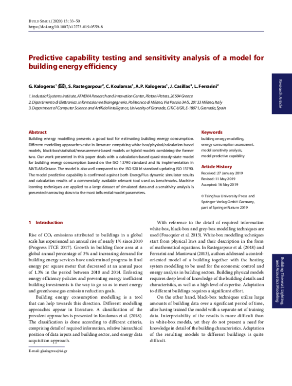 (PDF) Predictive capability testing and sensitivity analysis of a model ...