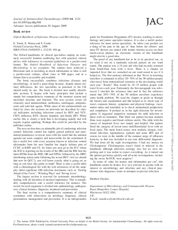 (PDF) Oxford Handbook of Infectious Diseases and Microbiology