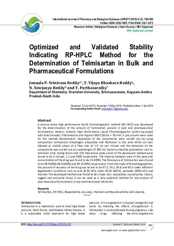 (PDF) Optimized and validated stability indicating RP-UPLC method for the determination of ...