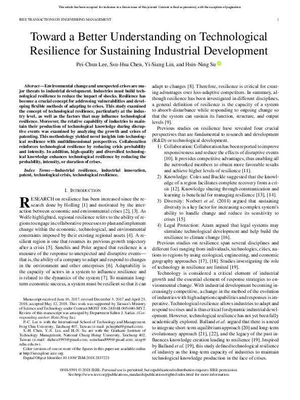 (PDF) Toward a Better Understanding on Technological Resilience for ...