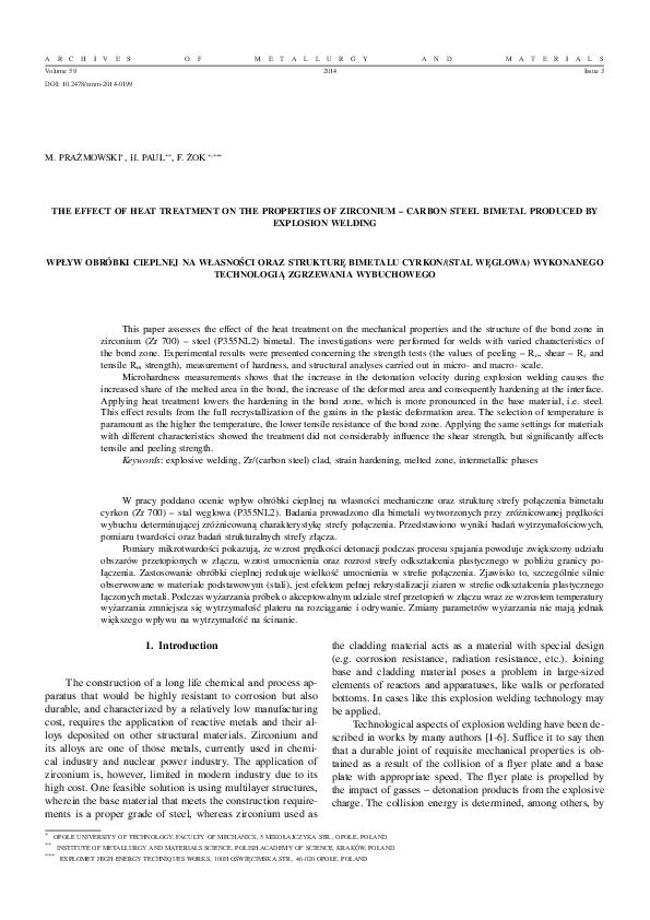 (PDF) The Effect of Heat Treatment on the Properties of Zirconium ...