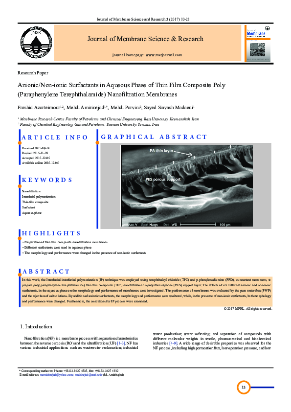 (PDF) Anionic/Non-ionic Surfactants in Aqueous Phase of Thin Film ...