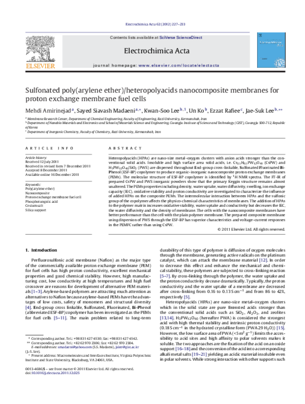 (PDF) Sulfonated poly(arylene ether)/heteropolyacids nanocomposite ...