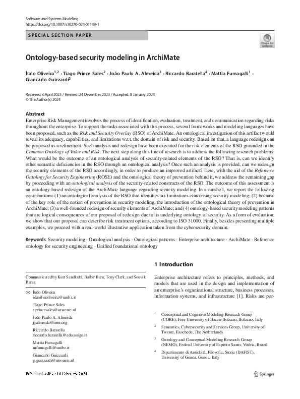 (PDF) Ontology-based security modeling in ArchiMate