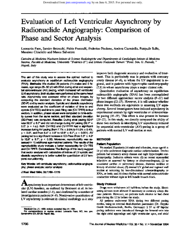(PDF) Evaluation of left ventricular asynchrony by radionuclide ...