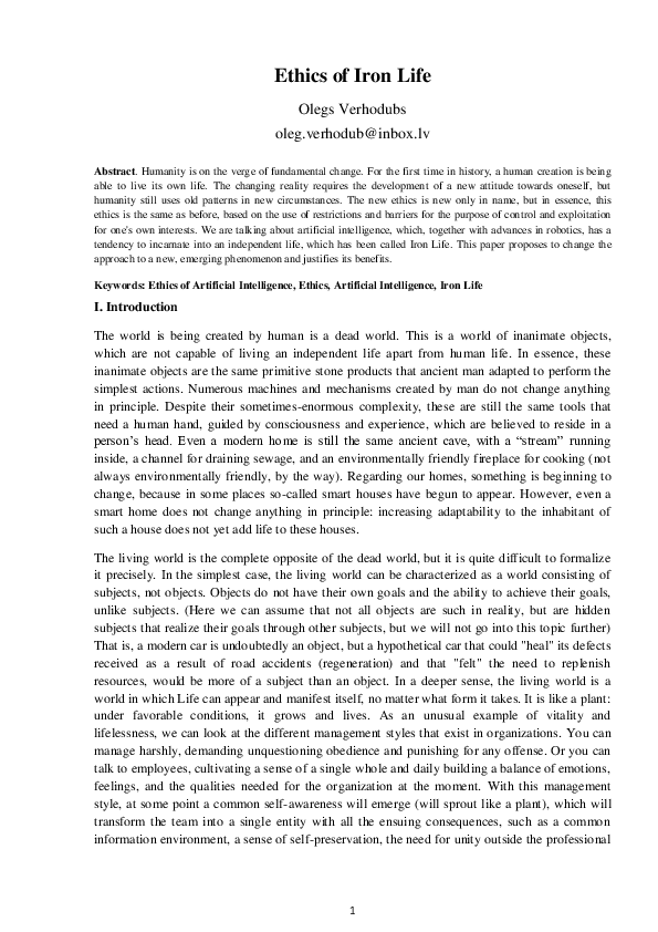 (PDF) Ethics of Iron Life