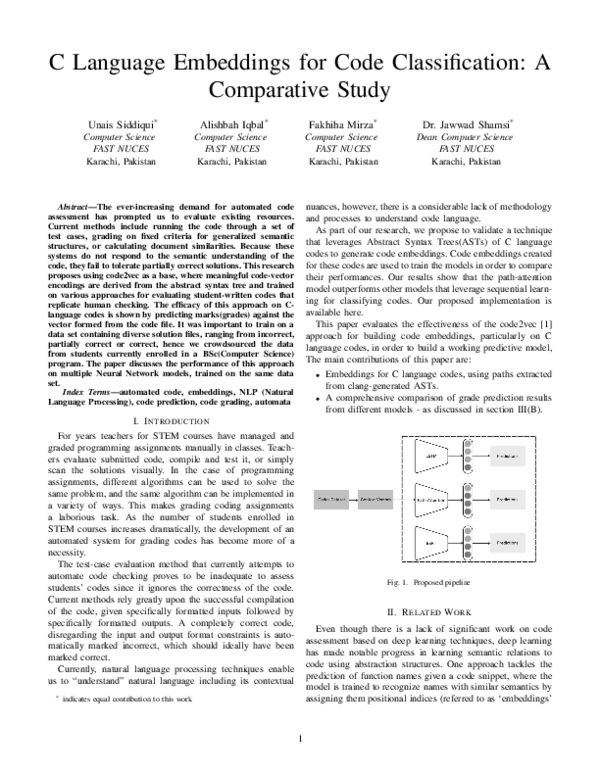 (PDF) C Language Embeddings for Code Classification: A Comparative Study