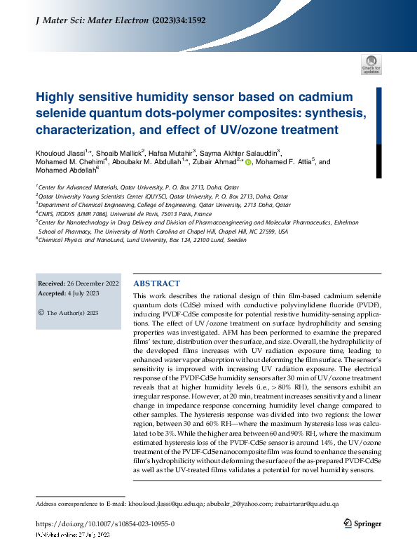 (PDF) Highly sensitive humidity sensor based on cadmium selenide ...