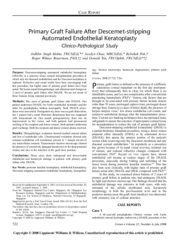 (PDF) Primary graft failure after descemet-stripping automated ...