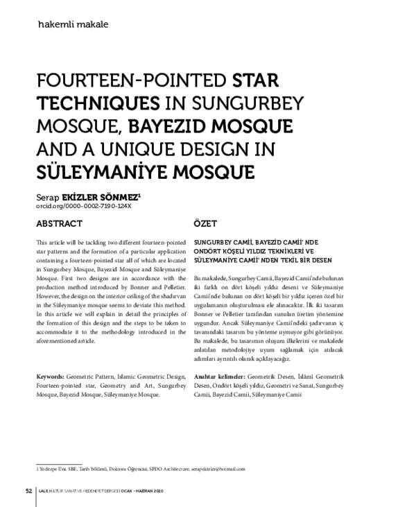 (PDF) Fourteen-Pointed Star Techniques in Anatolia and a Singular ...