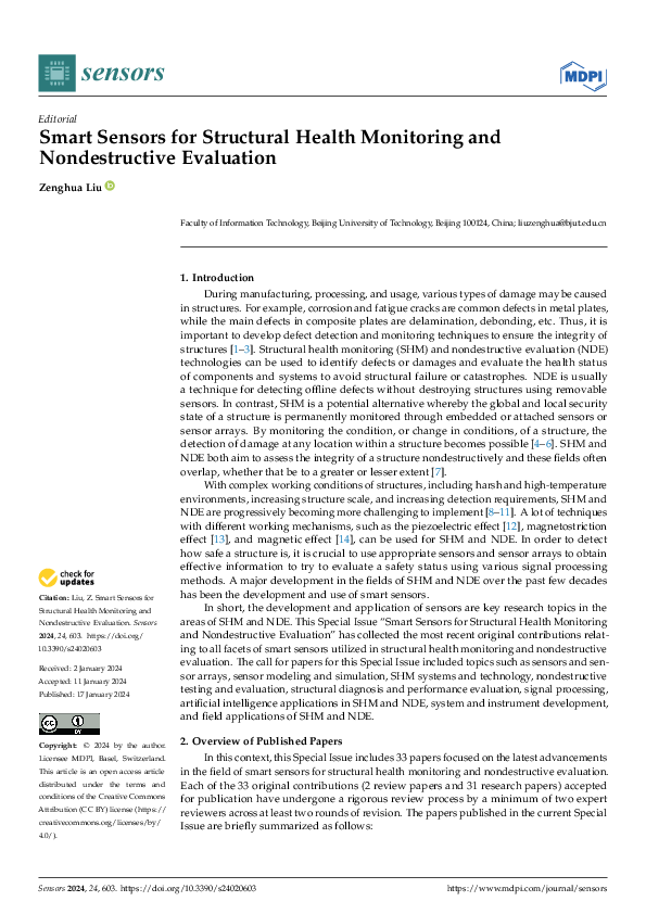 (PDF) Smart Sensors for Structural Health Monitoring and Nondestructive ...