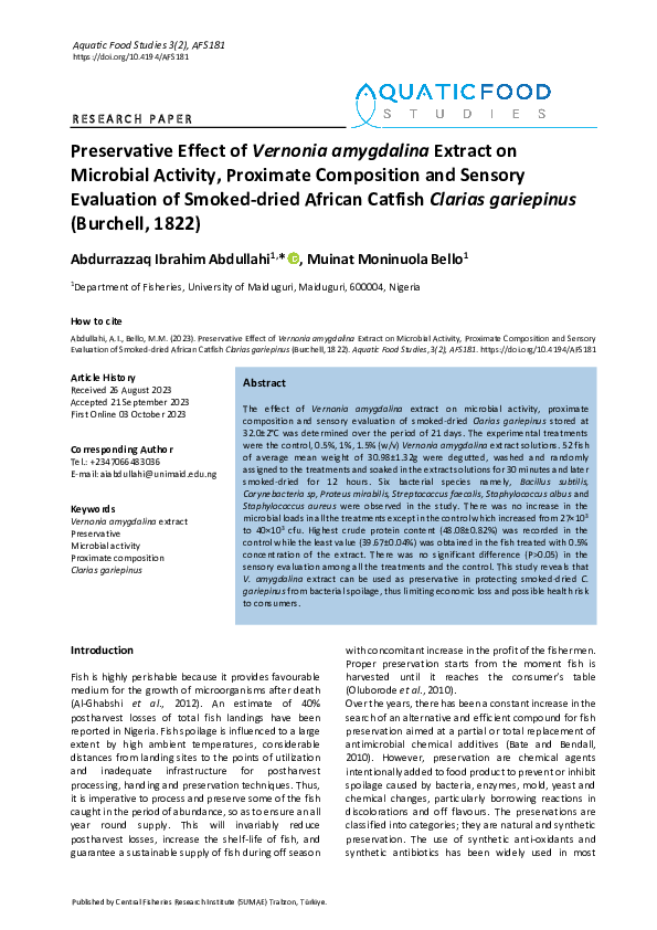 (PDF) Preservative Effect of Vernonia amygdalina Extract on Microbial ...