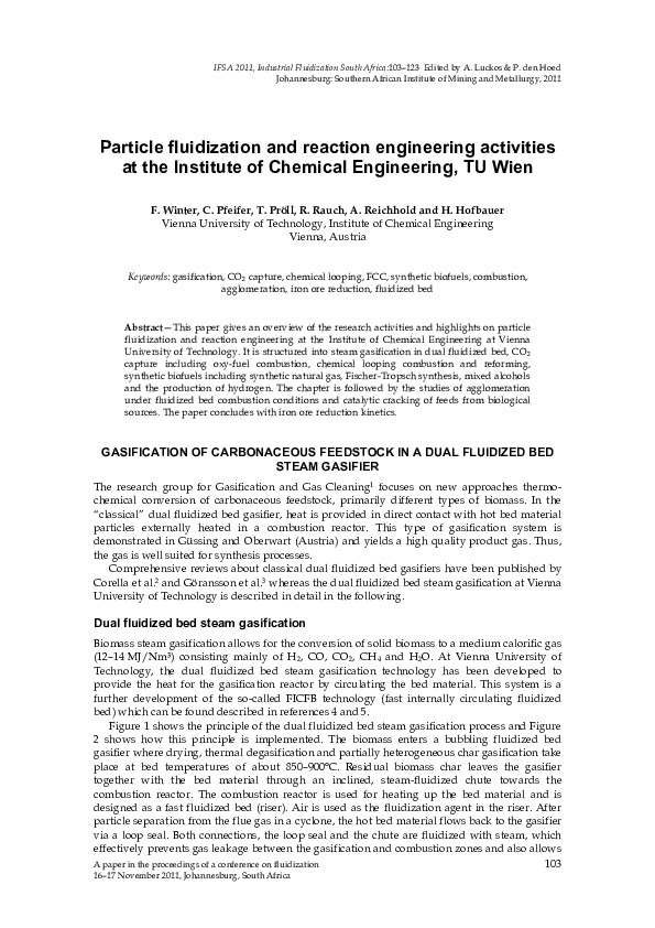 (PDF) Particle fluidization and reaction engineering activities at the ...