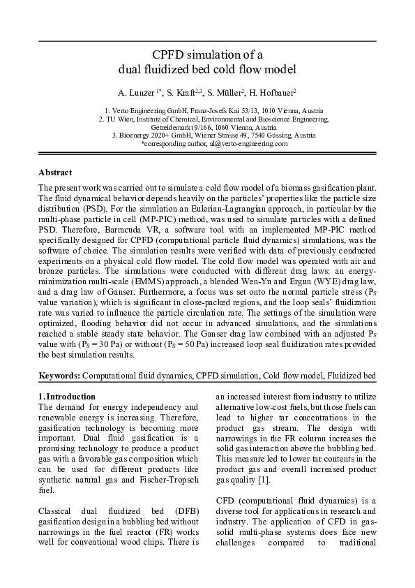 (PDF) CPFD simulation of a dual fluidized bed cold flow model
