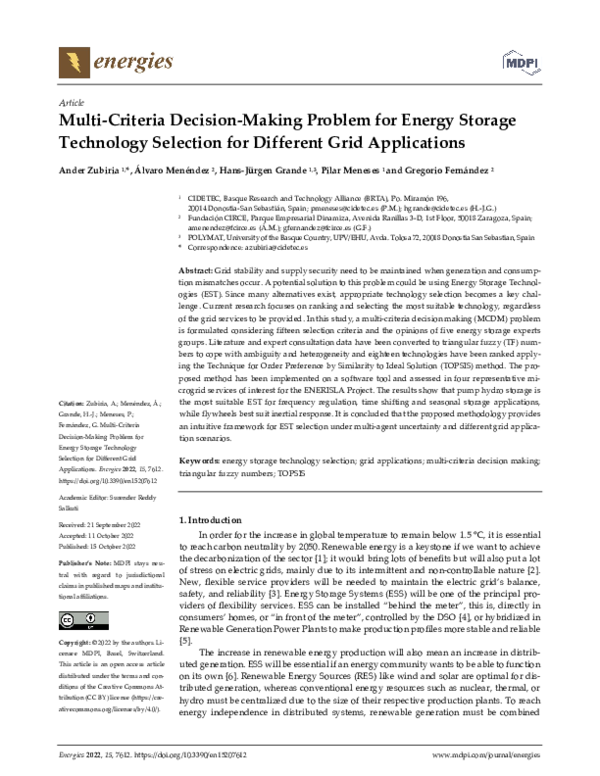 (PDF) Multi-Criteria Decision-Making Problem for Energy Storage ...