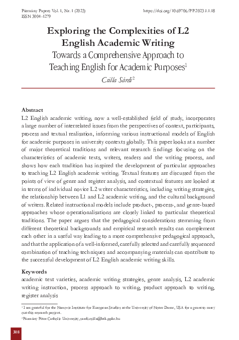 (PDF) Exploring the Complexities of L2 English Academic Writing