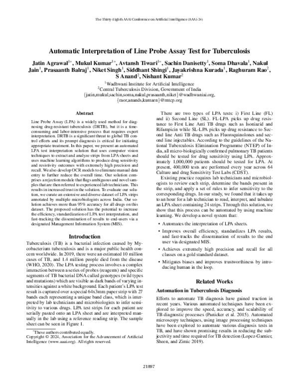 (PDF) Automatic Interpretation of Line Probe Assay Test for Tuberculosis