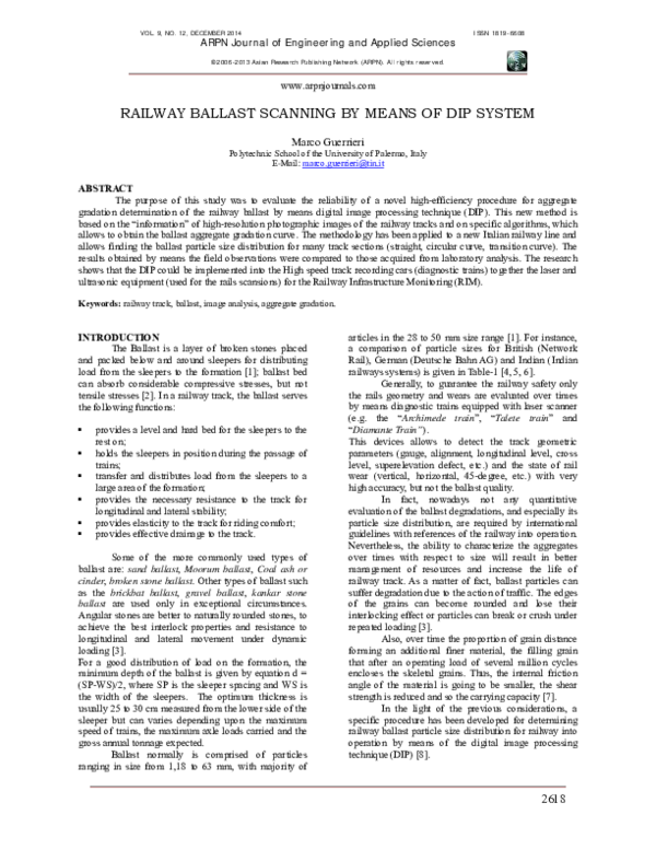 (PDF) Railway Ballast Scanning by Means of Dip System