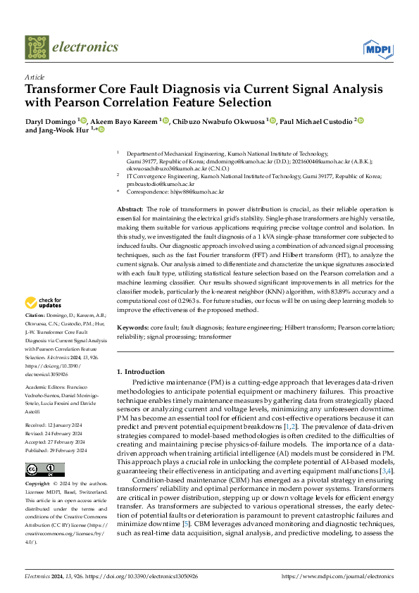 (PDF) Current Signal Analysis for Transformer Faults