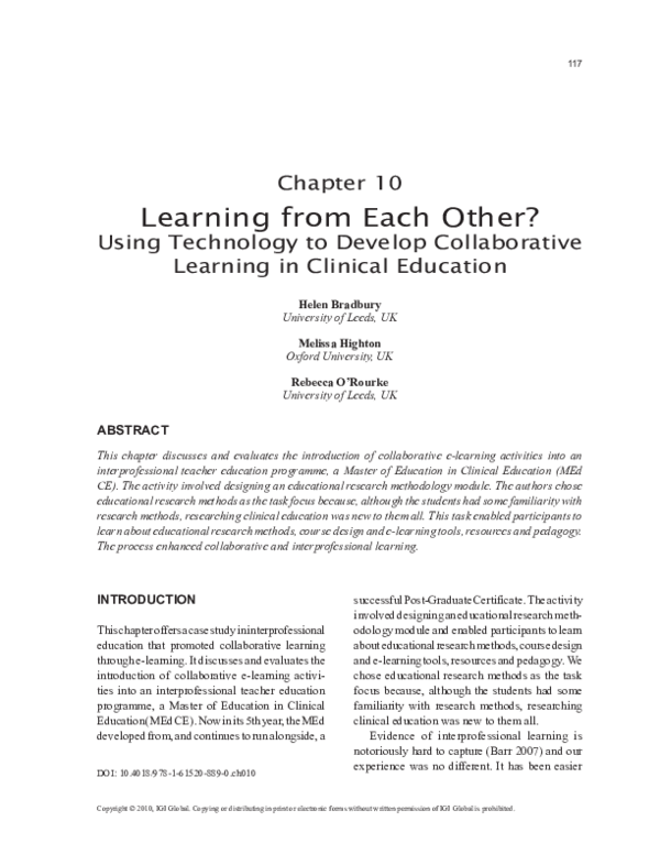 (PDF) Learning from Each Other?