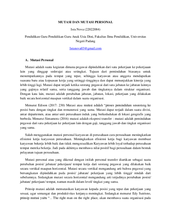 (PDF) MUTASI DAN MUTASI PERSONAL