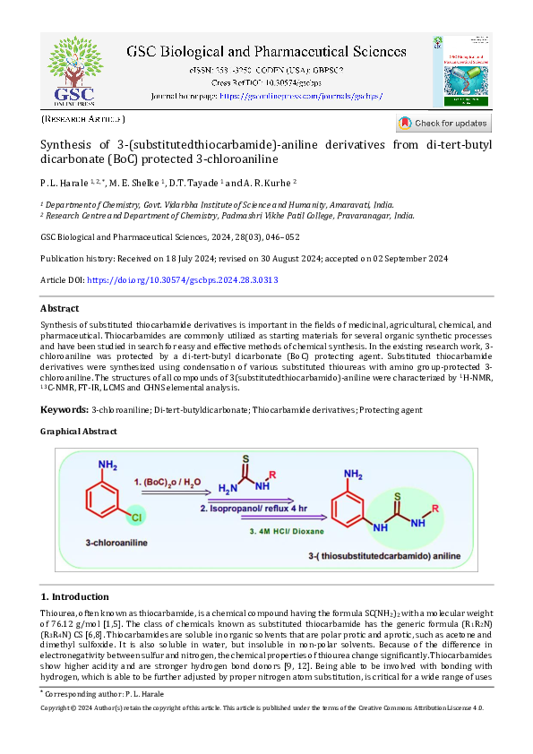 (PDF) Synthesis of 3-(substitutedthiocarbamide)-aniline derivatives ...